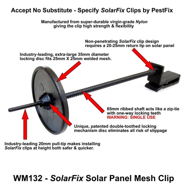 SolarFix Solar Panel Wire Mesh Clips from £3.84