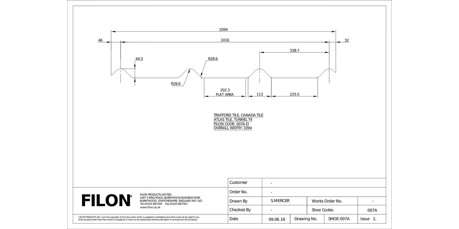 Filon Trafford Tile Class 3 DR Refurbishment Sheet (Opaque) - 1094mm x ...