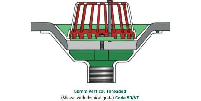 Caroflow 50mm Vertical Threaded Flat Roof Outlets (Dome Grate) only £145.68